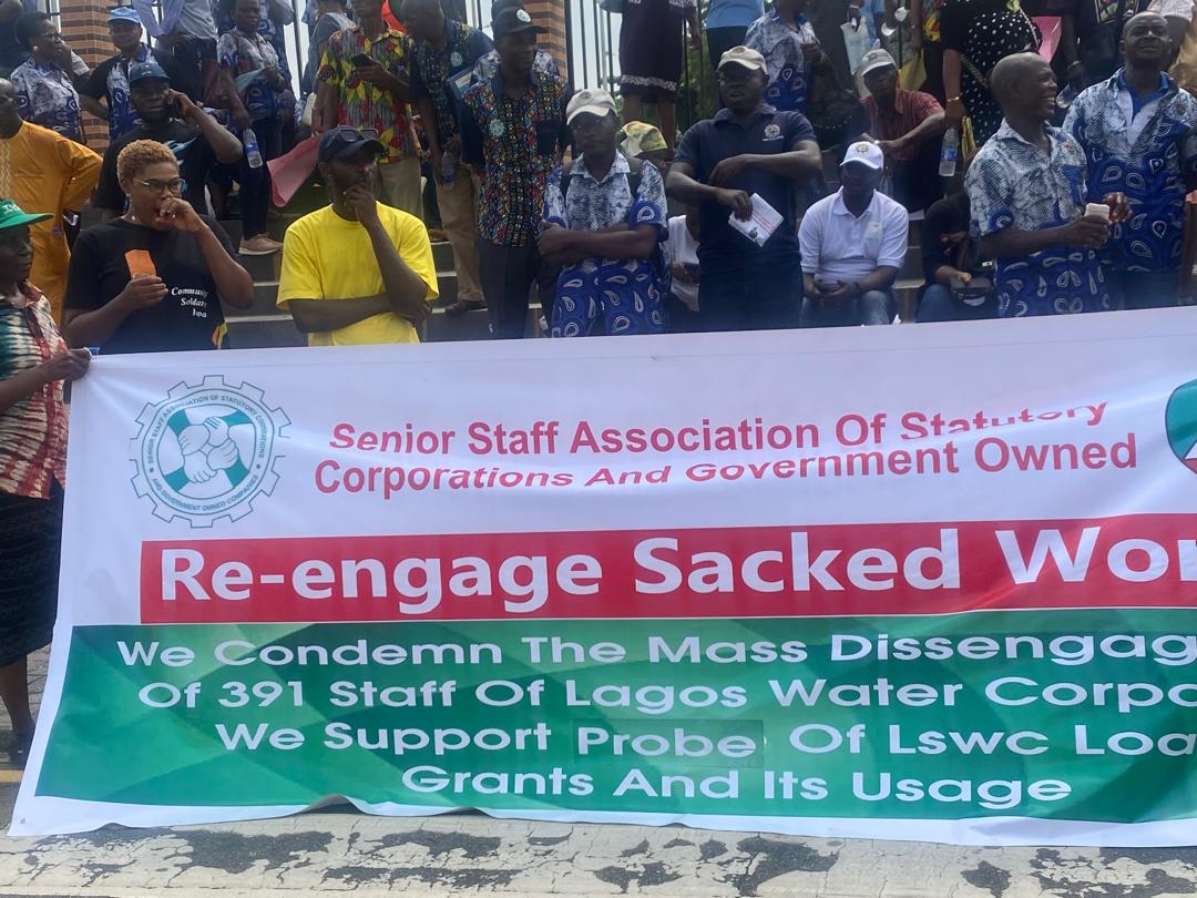 DISENGAGED LAGOS WATER CORPORATION WORKERS HOLD PROTEST AND DEMAND ...